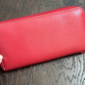 Levenger | Bags | Levenger Red Leather Zip Around Wallet | Poshmark
